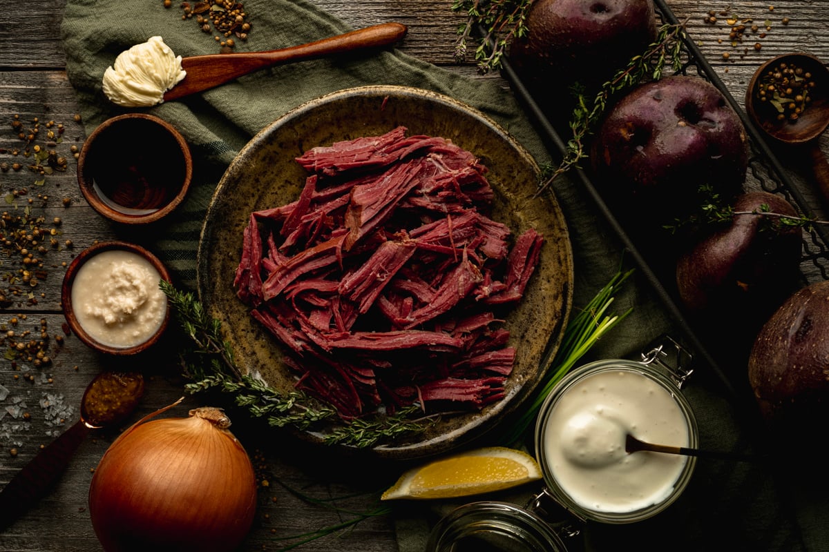 Corned Venison Hash with Horseradish Cream Sauce | Peak to Plate