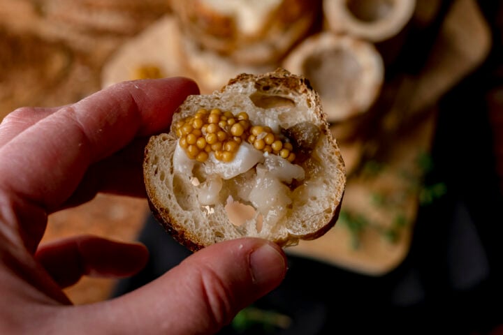 Roasted Elk Bone Marrow with Pickled Mustard Seeds | Peak to Plate