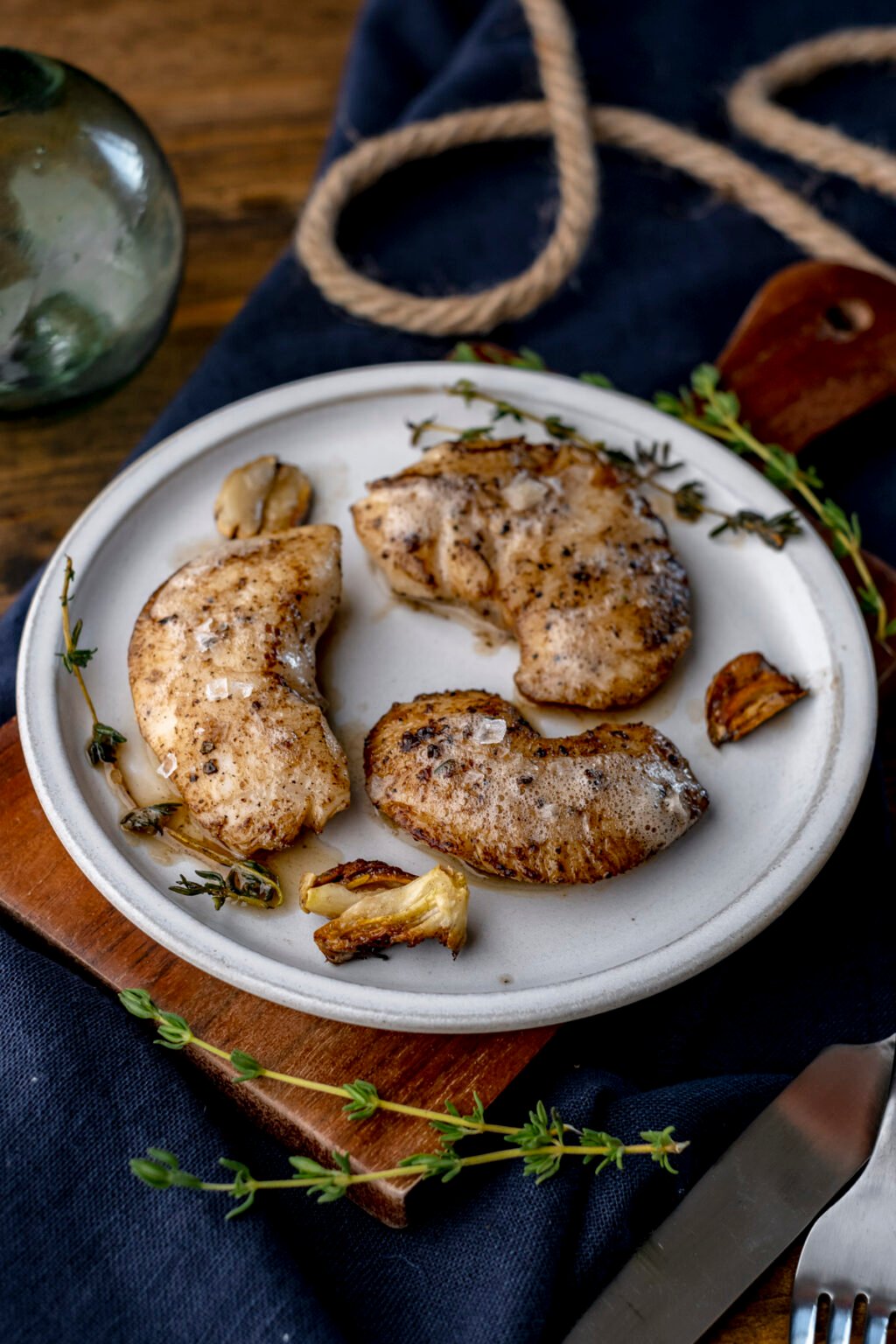Butter-Basted Halibut Cheeks with Garlic and Thyme | Peak to Plate
