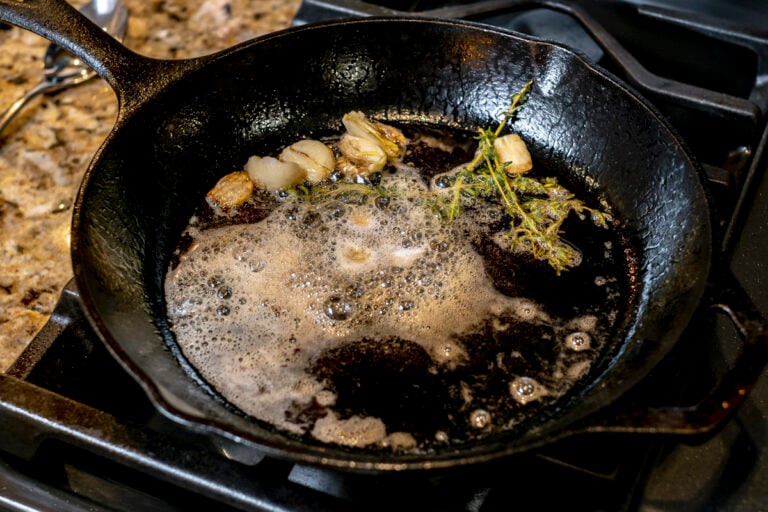 Butter-Basted Halibut Cheeks with Garlic and Thyme | Peak to Plate
