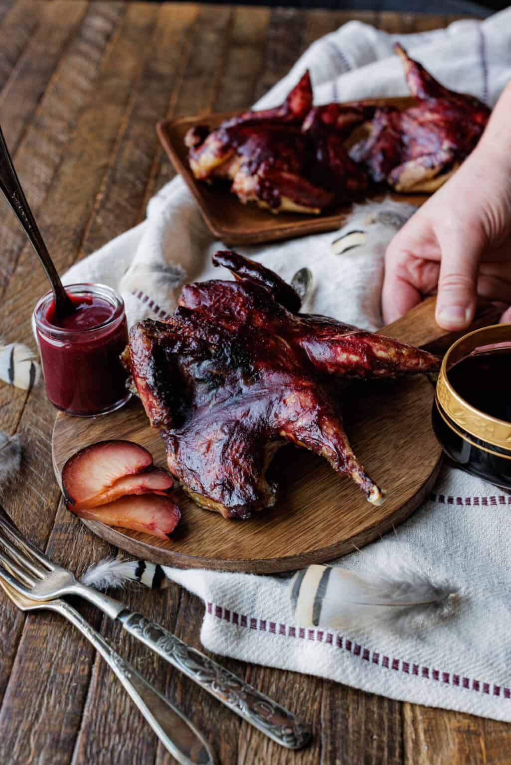 Grilled Whole Chukar with Plum Sauce | Peak to Plate